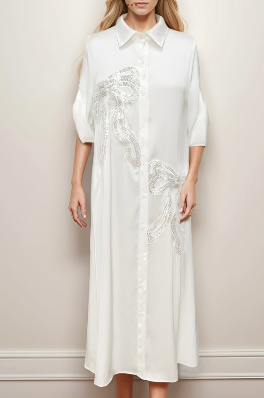 White bow dress/duster – Fashions by Fowler